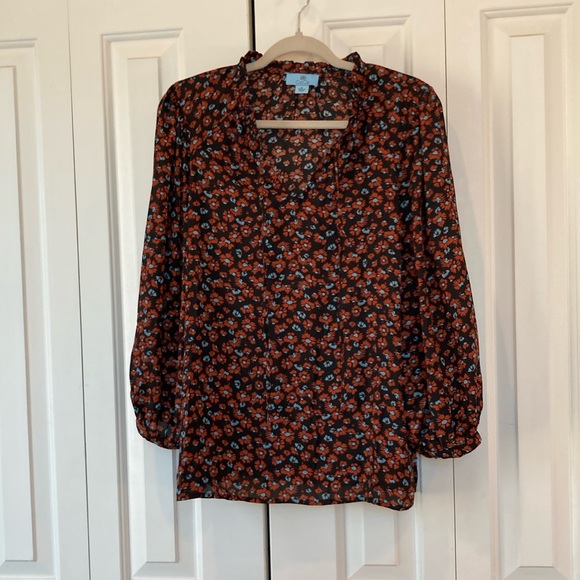 CeCe | Tops | Cece Floral Blouse Size Medium | Poshmark